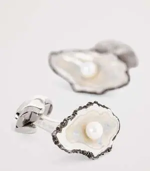 DEAKIN & FRANCIS Sterling Oyster And Pearl Cufflinks