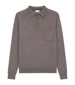 Saint Laurent Wool Long-sleeve Polo Sweater