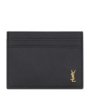 Saint Laurent Leather Monogram Card Holder - Black