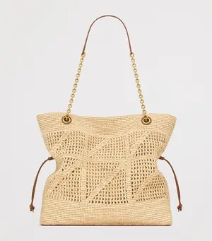 Saint Laurent Jamie Raffia Shopper Bag - Beige