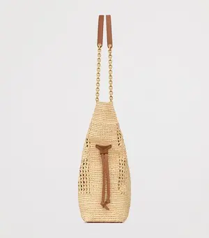 Saint Laurent Jamie Raffia Shopper Bag - Beige
