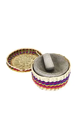 VERVE CULTURE Molcajete In Tortilla Basket