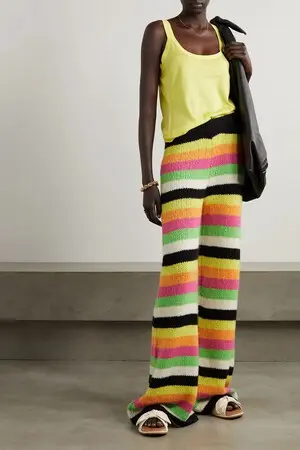 Gabriela Hearst Liu Striped Cashmere Flared Pants