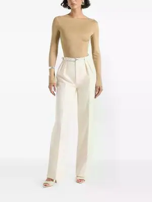 Manière De Voir Boat Neck Long Sleeve Bodysuit With Cut-out Detailing - Neutrals