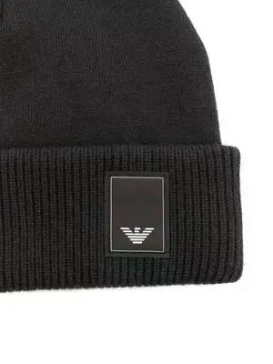 Emporio Armani Logo-plaque Ribbed Beanie