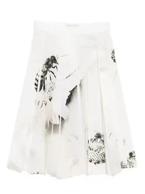 Tory Burch Graphic-print Pleated Skirt - White