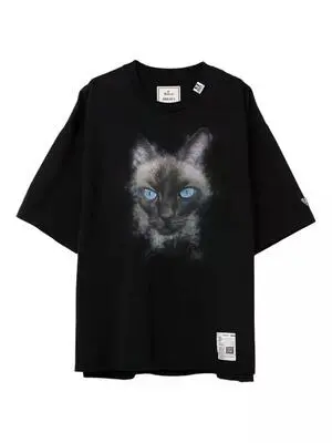 Mihara Yasuhiro Cat-print Text-detail T-shirt - Black