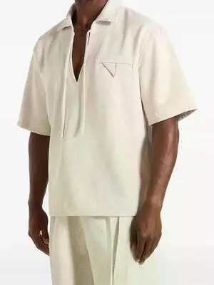 Manière De Voir Norbert Open Collar Textured Drawstring Shirt