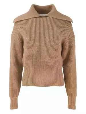 Autumn Cashmere Folded-collar Ribbed Sweater