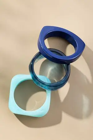 Anthropologie Set Of Three Bangle Bracelets - Blue