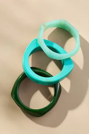 Anthropologie Set Of Three Bangle Bracelets - Teal