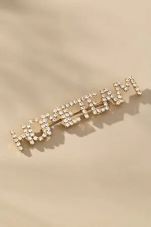Anthropologie Worded Crystal Brooch - Home Team