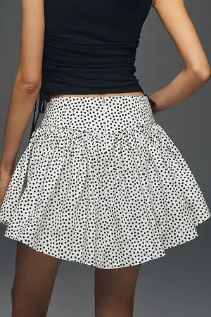 Maeve Basque-waist Mini Skort - Black/white Dot