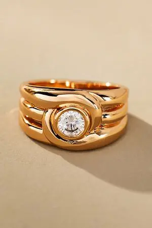 LUV AJ Wave Bezel Ring