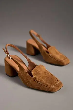 Maeve Slingback Loafer Block Heels Brown