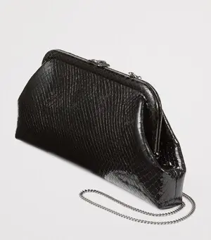 JIMMY CHOO Skylar Snake-embossed Leather Clutch Bag