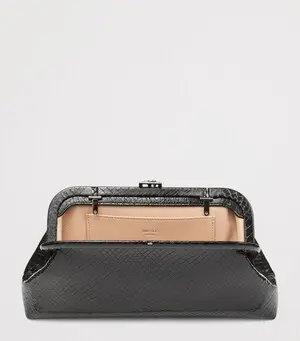 JIMMY CHOO Skylar Snake-embossed Leather Clutch Bag