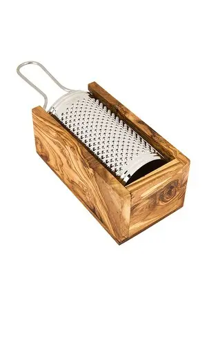 VERVE CULTURE Olivewood Parmesan Cheese Box Grater - Brown