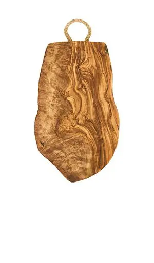 VERVE CULTURE Olivewood Charcuterie Board With Rope Handle - Brown