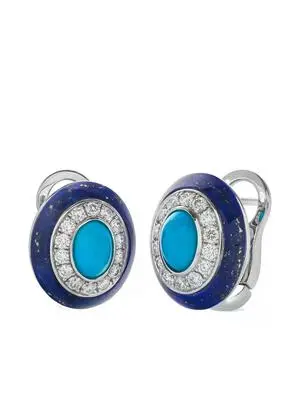 LILY GABRIELLA 18k White Gold, Lapis Lazuli, Turquoise, And Diamond Earrings - Blue