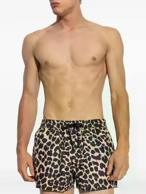 Balmain Leopard-print Drawstring Swim Shorts