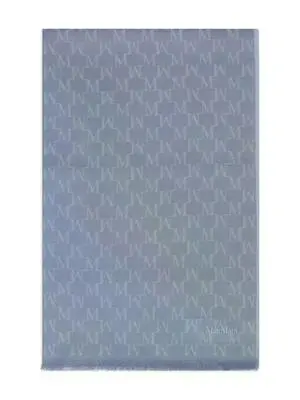 Max Mara Monogram-jacquard Wool Scarf - Blue