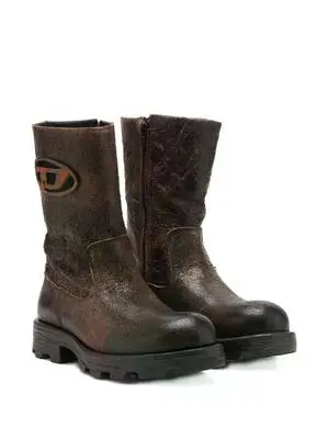DIESEL® D-hammer Distressed Crackled Suede Biker Boots