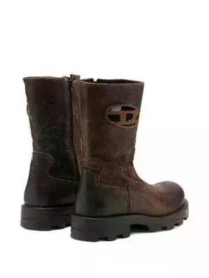 DIESEL® D-hammer Distressed Crackled Suede Biker Boots