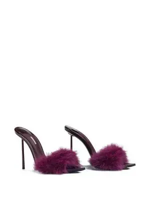 LE SILLA 120mm Bella Feather-embellished Patent-leather Mules