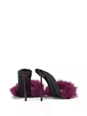 LE SILLA 120mm Bella Feather-embellished Patent-leather Mules