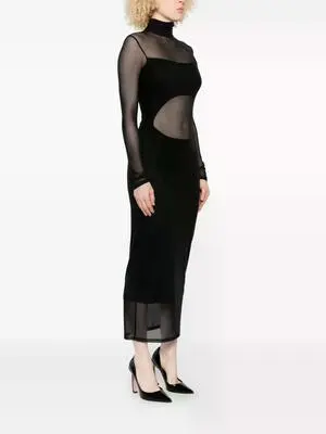 MUGLER High-neck Mesh Maxi Dress