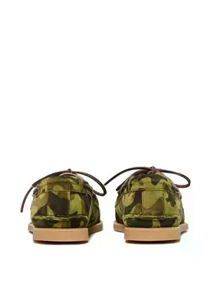 SCAROSSO Camouflage Suede Boat Shoes - Brown
