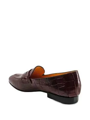 MADISON MAISON Crocodile-embossed Leather Loafers - Red