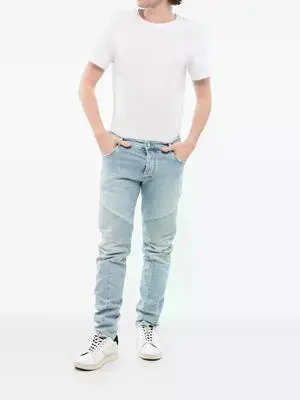 Balmain Light-wash Tapered Biker Jeans - Blue