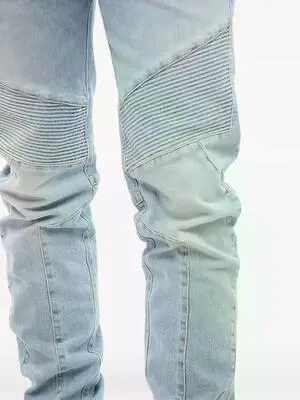 Balmain Light-wash Tapered Biker Jeans - Blue
