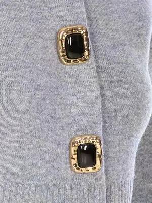 SELF-PORTRAIT Jeweled-button Wool Cardigan - Grey