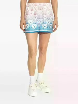 Casablanca Monogram-print Silk Shorts - Blue