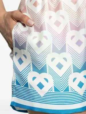 Casablanca Monogram-print Silk Shorts - Blue