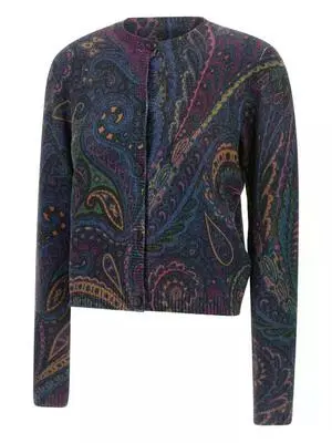 Etro Paisley-print Buttoned Cardigan - Blue
