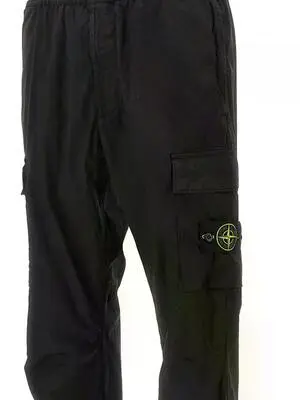 Stone Island Elasticated-waist Cargo Trousers - Black