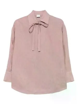 Eleventy Tie-neck Linen Blouse