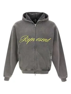 REPRESENT Contrasting-detail Zip-up Hoodie - Grey