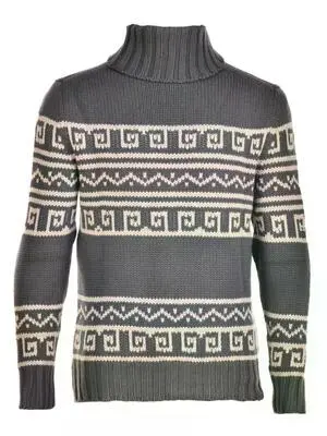 Manrico Cashmere Patterned Turtleneck Sweater