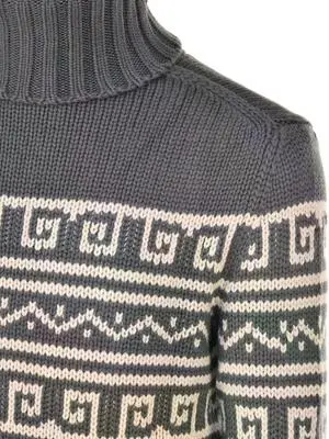 Manrico Cashmere Patterned Turtleneck Sweater