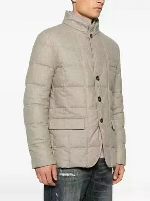 FAY Quilted Buttoned Jacket - Neutrals