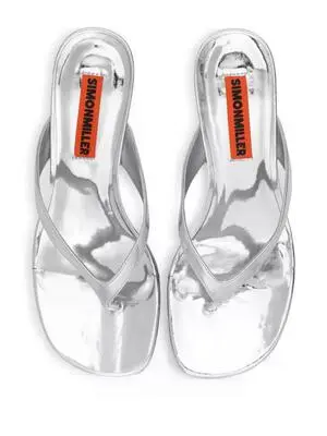 SIMONMILLER 57mm Beep Thong Heeled Sandals - Silver