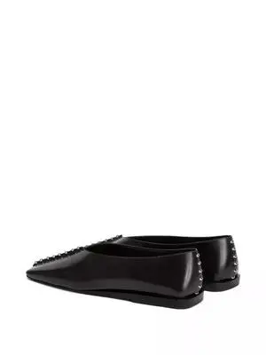 JIL SANDER Studded Pointed-toe Flats - Black