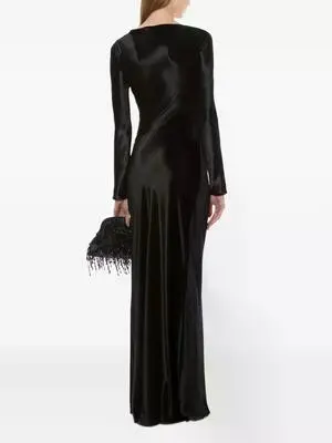 Alberta Ferretti Satin Long Dress - Black