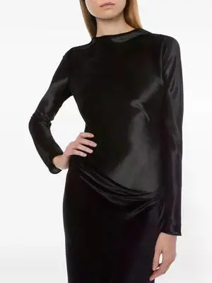 Alberta Ferretti Satin Long Dress - Black