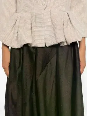 High Pleated A-line Midi Skirt